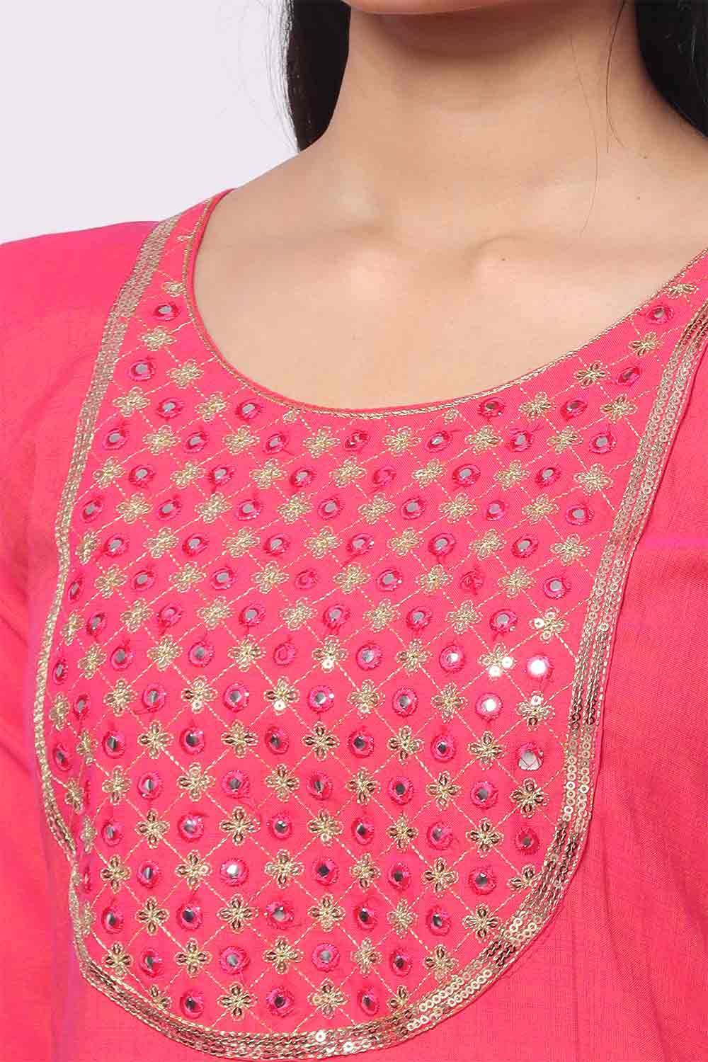 Foryourself Coral Pink with Chamki work Kurti - foryourself.in