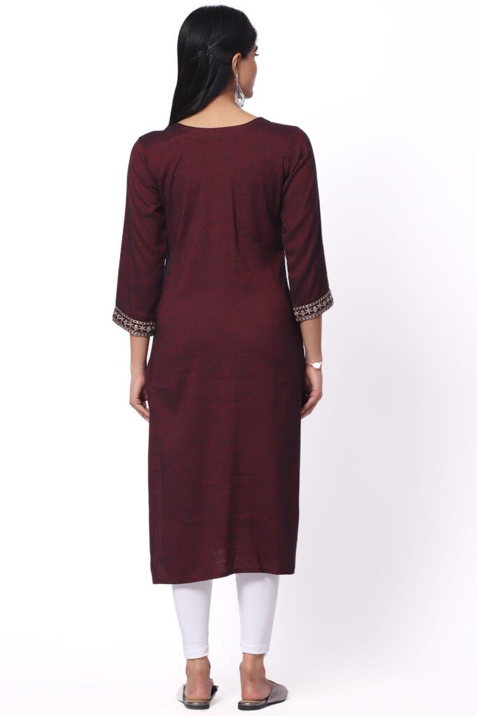 Foryourself Dark Maroon With Chamki Work Kurti - foryourself.in