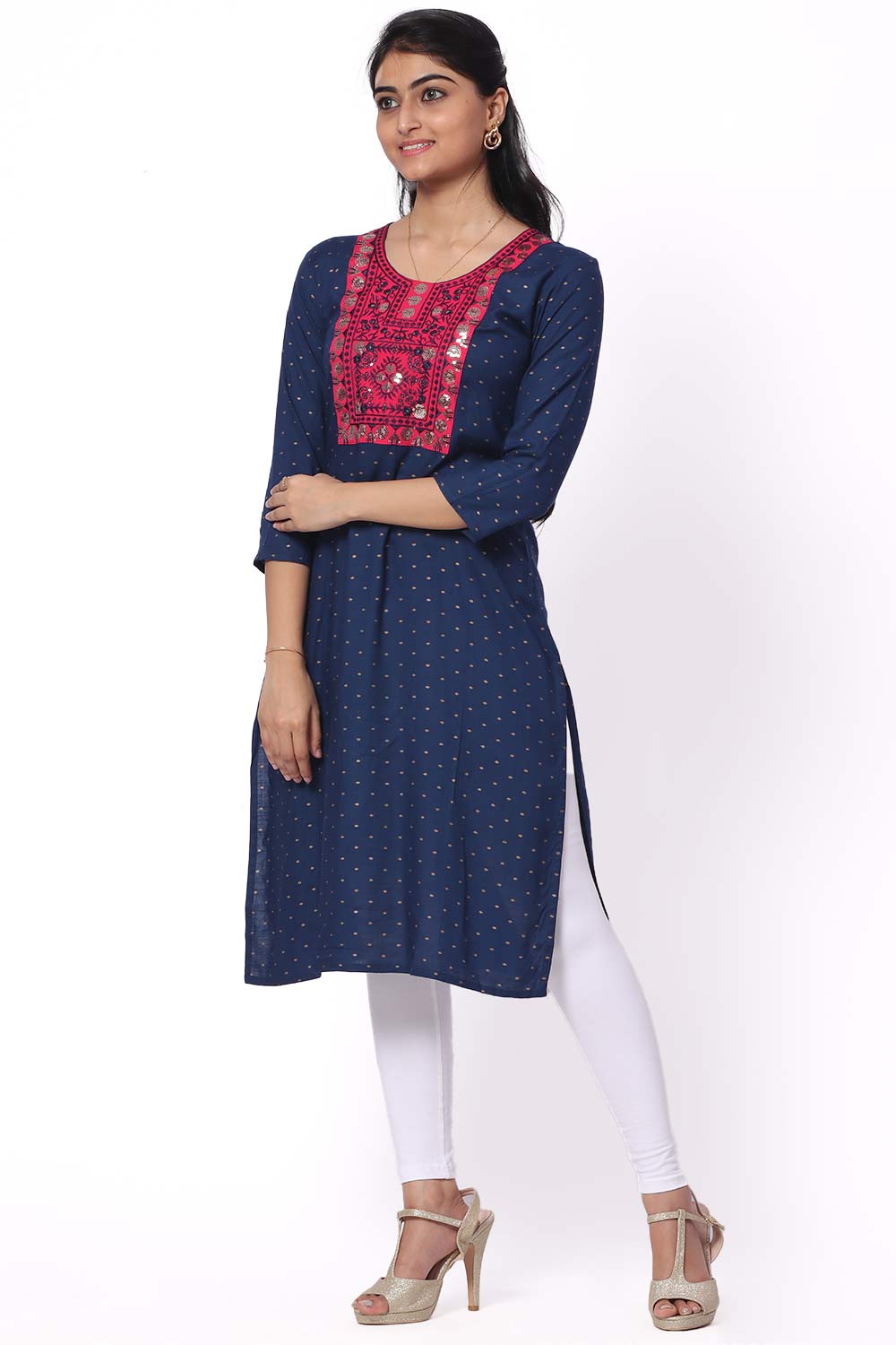Foryourself Navy blue with Chamki work Kurti - foryourself.in